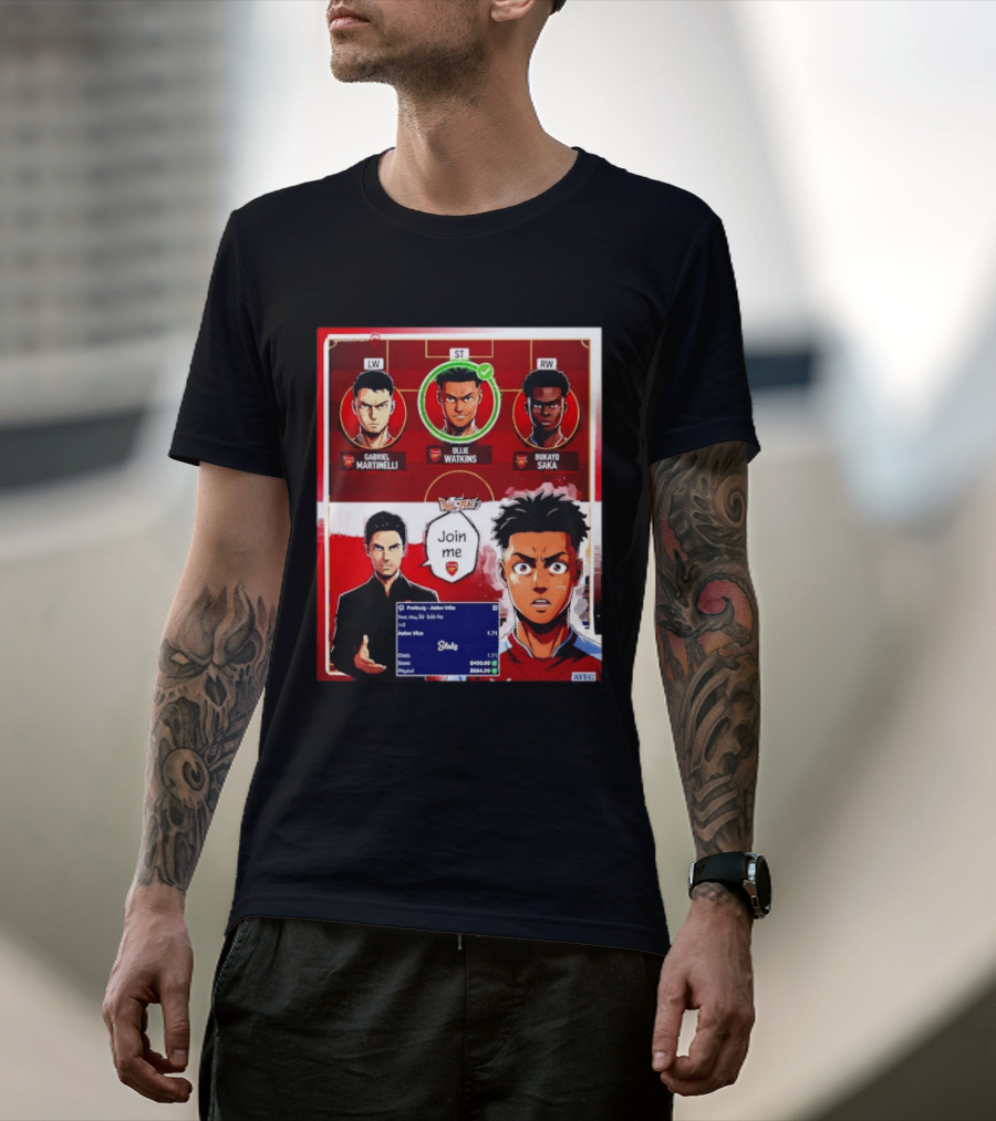 Gabriel Martinelli Ollie Watkins Bukayo Saka Join Me Arsenal Team Anime T-Shirt