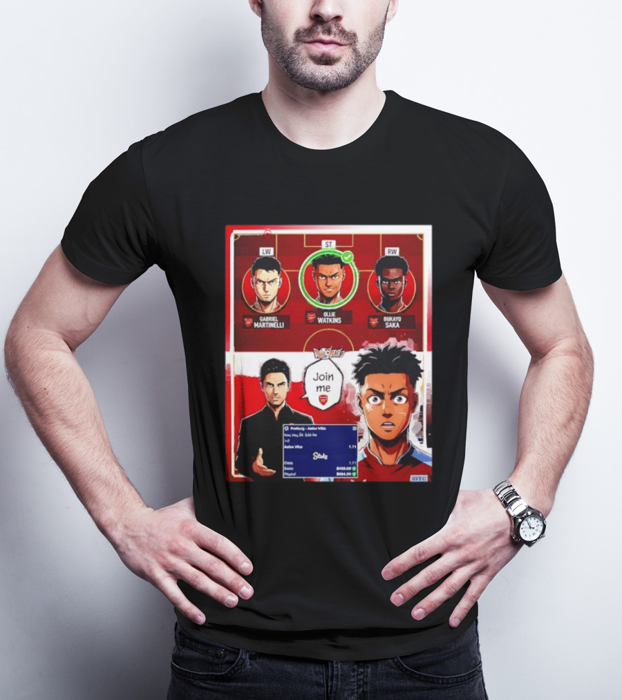 Gabriel Martinelli Ollie Watkins Bukayo Saka Join Me Arsenal Team Anime T-Shirt