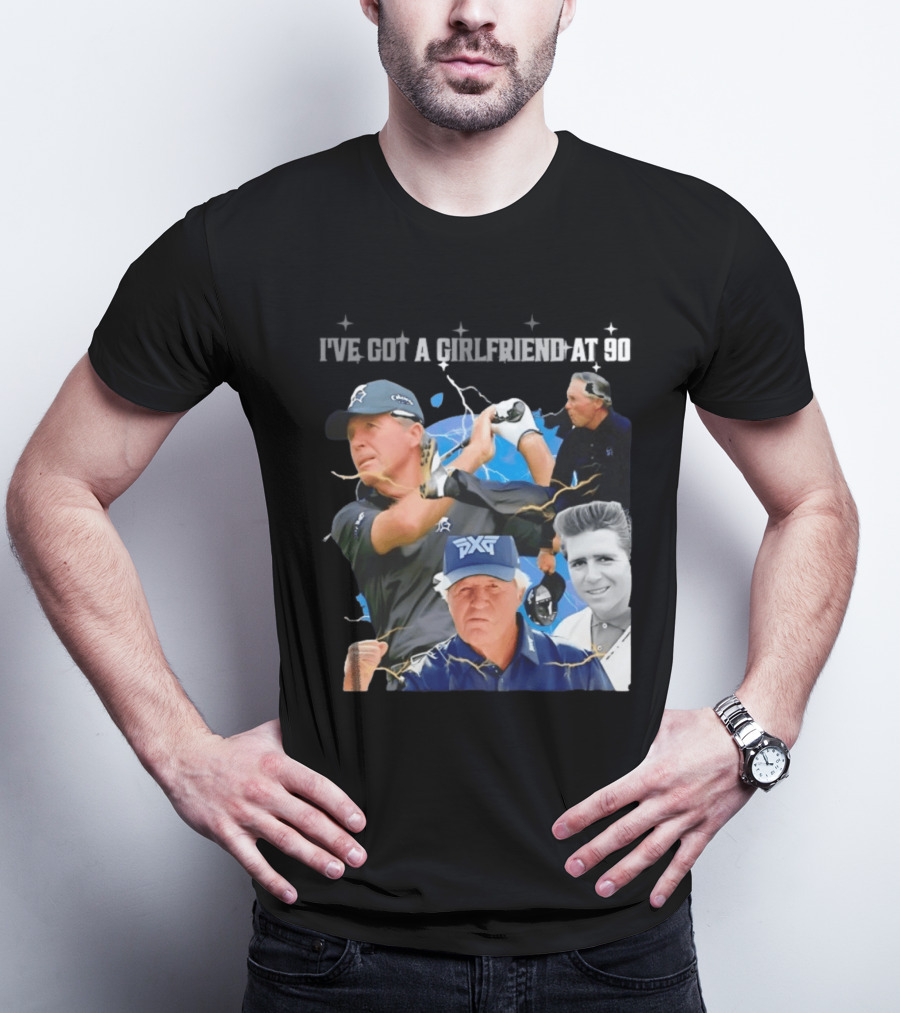 Gary Player I've Got A Girlfriend At 90 Golf Legend Photomontage T-Shirt