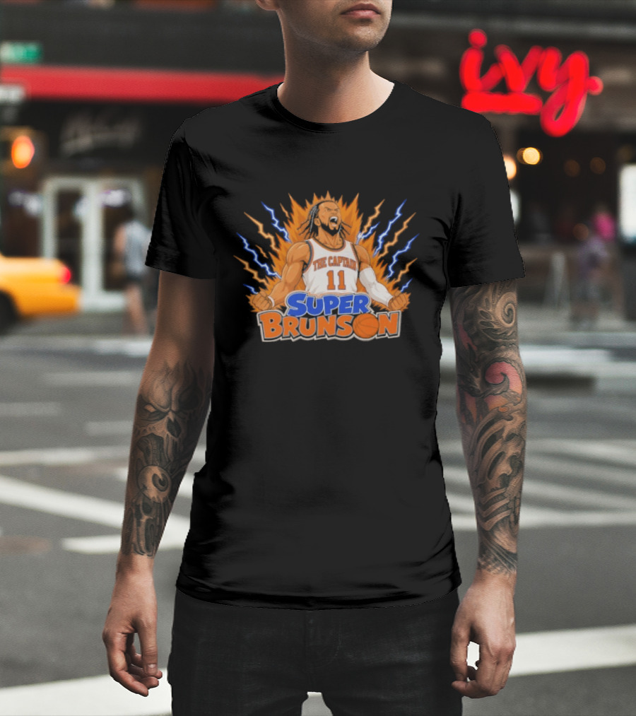Super Brunson The Captain Jalen Brunson Dragon Ball Crossover Powered Up T-Shirt