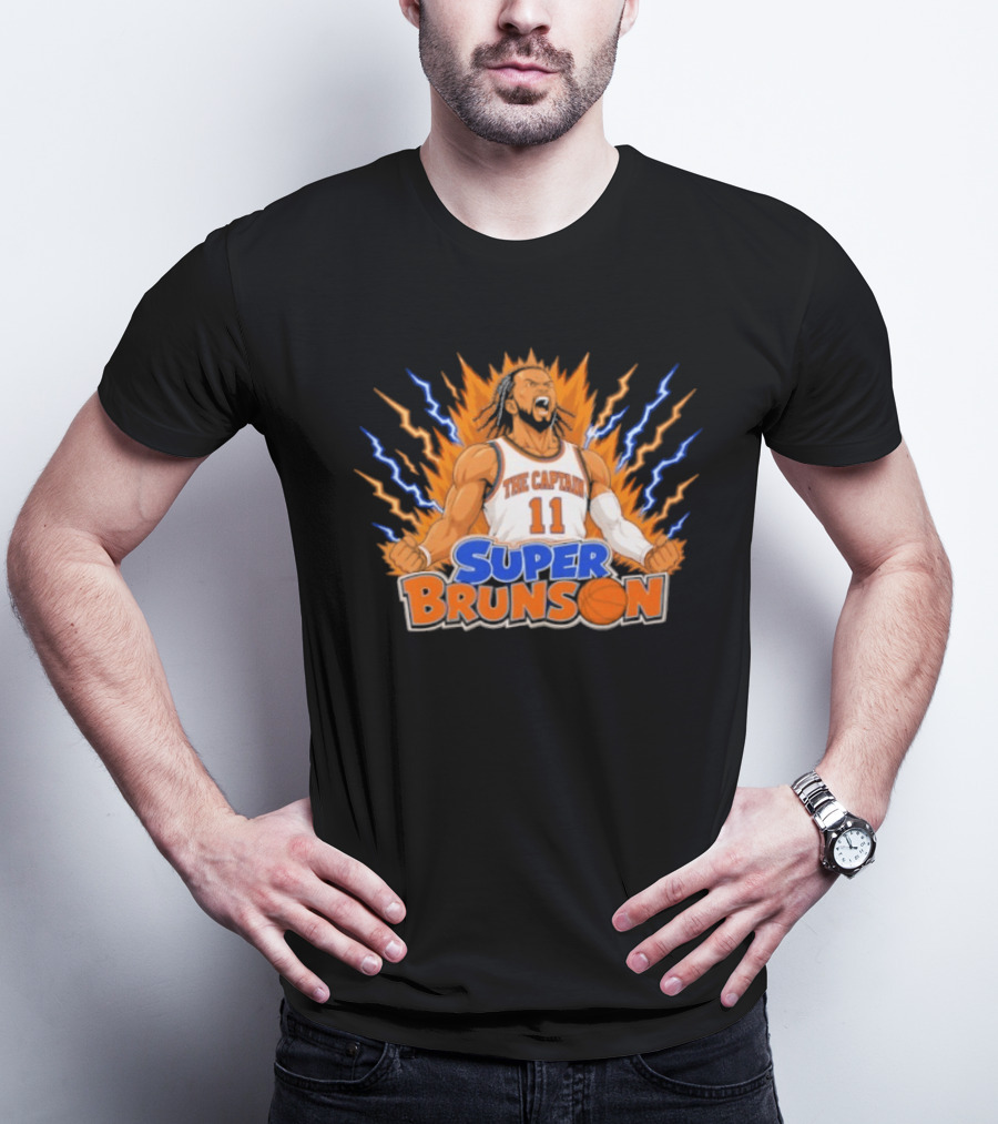 Super Brunson The Captain Jalen Brunson Dragon Ball Crossover Powered Up T-Shirt