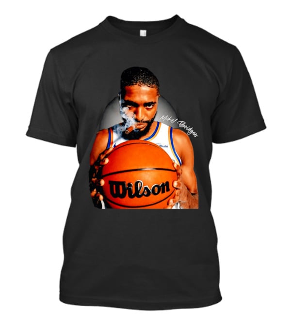 Mikal Bridges Smoking Cigar New York Knicks Wilson Basketball T-Shirt
