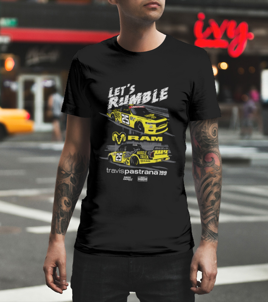 Let's Rumble Travis Pastrana Ram NASCAR Craftsman Truck Series 2 Sided T-Shirt