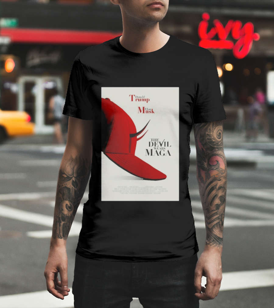 Donald Trump Elon Musk The Devil Wears MAGA Hat With Horns T-Shirt