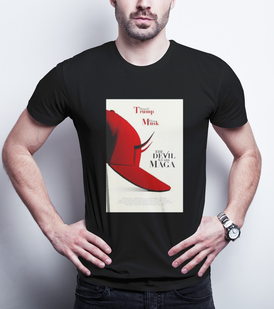 Donald Trump Elon Musk The Devil Wears MAGA Hat With Horns T-Shirt