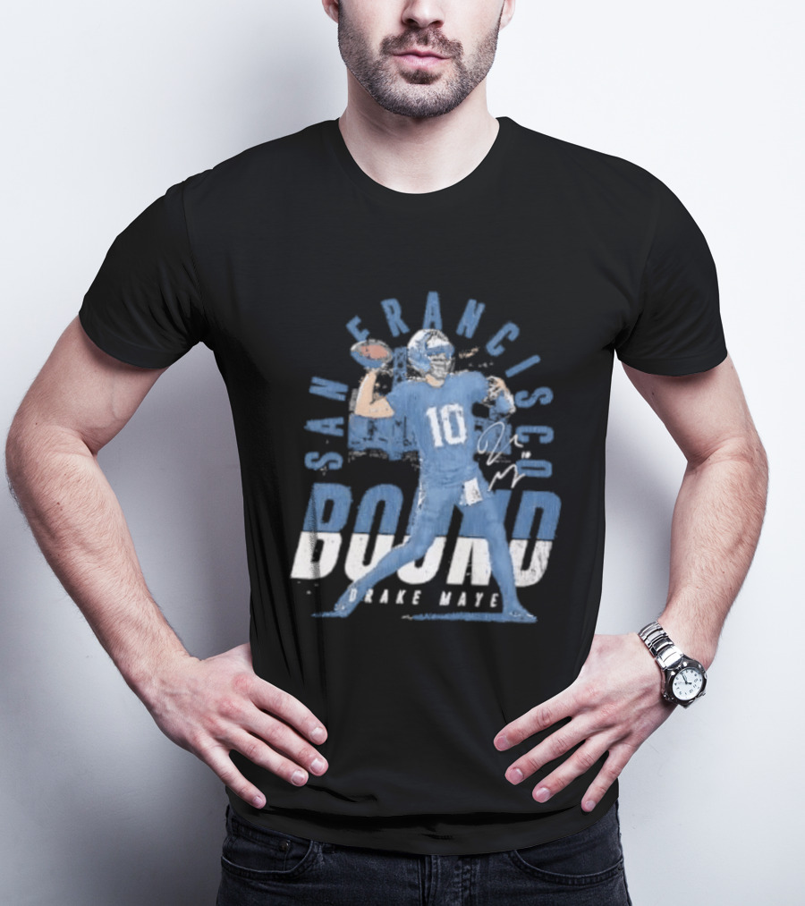San Francisco Bound Drake Maye Football New England Patriots T-Shirt
