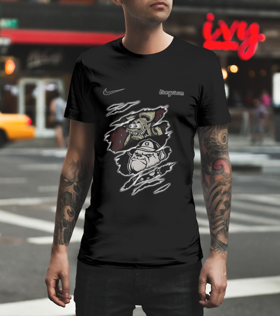 Rat Fink Hoyas Built Not To Bow Georgetown NCAA 2 Sided T-Shirt