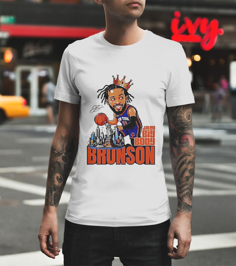 Jalen Brunson New York Knicks Big Body King 2026 Basketball Star With Crown And Skyline T-Shirt