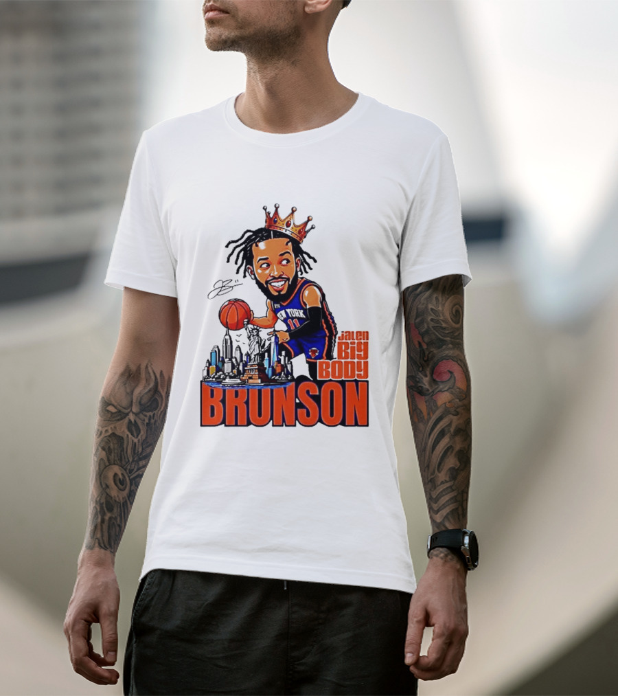 Jalen Brunson New York Knicks Big Body King 2026 Basketball Star With Crown And Skyline T-Shirt