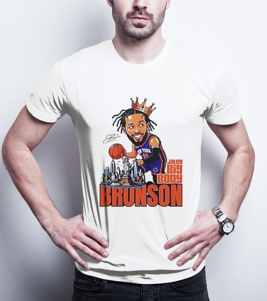 Jalen Brunson New York Knicks Big Body King 2026 Basketball Star With Crown And Skyline T-Shirt