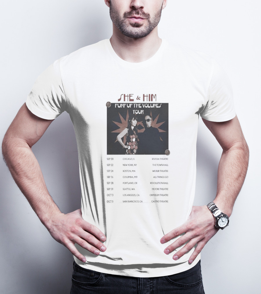 She & Him Pump Up The Volumes Tour 2026 Dates And Locations T-Shirt