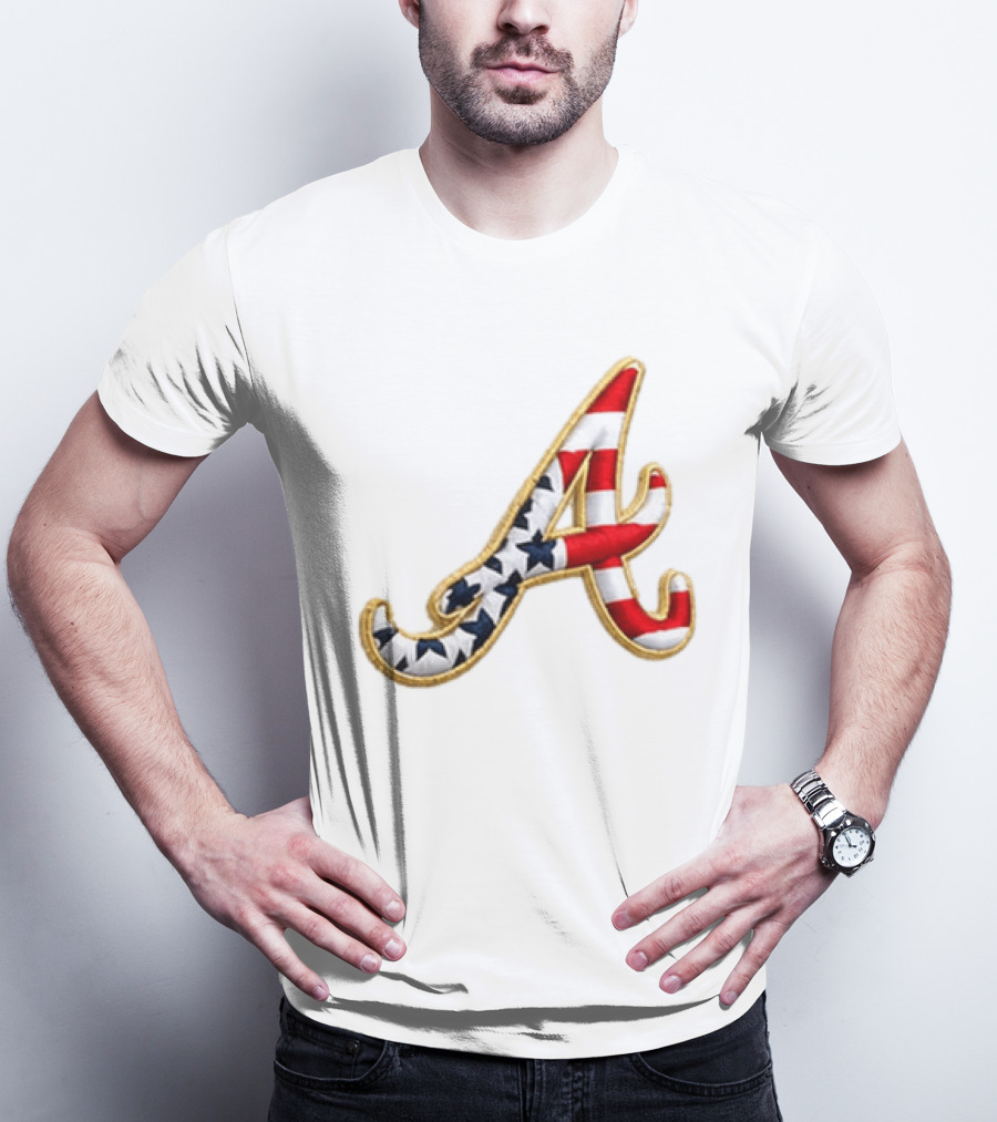 America 250th Anniversary Braves Hat Patriotic Letter A Stars And Stripes T-Shirt