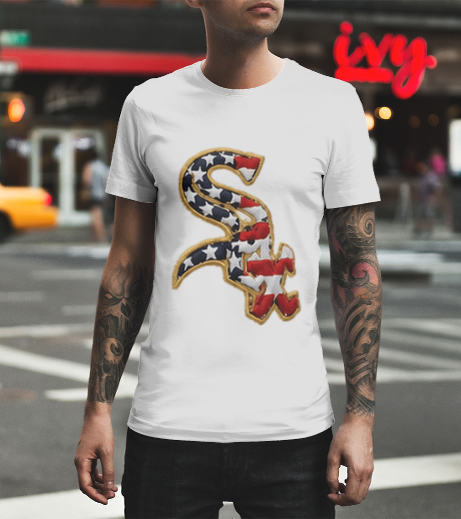 America 250th Anniversary White Sox Hat Patriotic Stars And Stripes T-Shirt