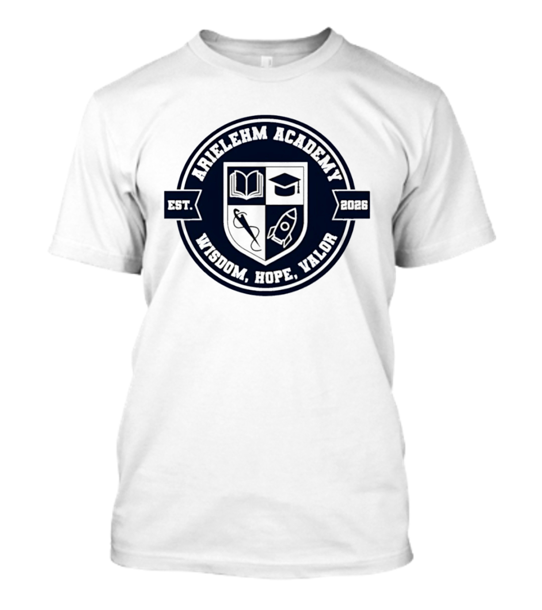 Arielehm Academy Crest Est 2026 Wisdom Hope Valor T-Shirt