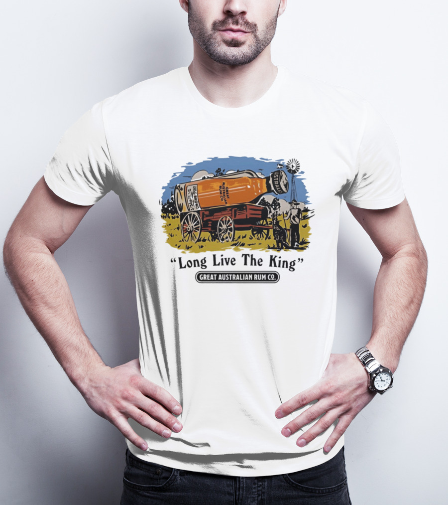 Long Live The King Great Australian Rum Co Vintage Wagon Scene T-Shirt