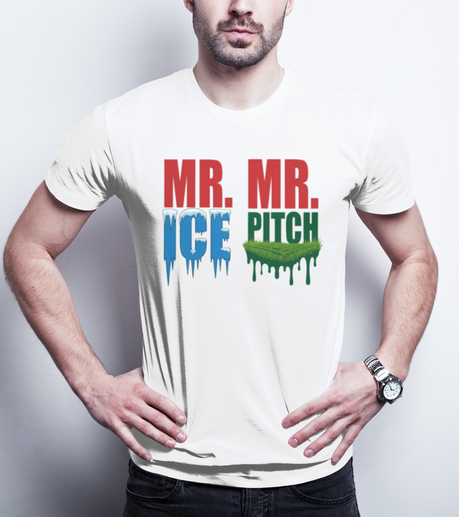 MR ICE MR PITCH Frosty Letters Green Grass Drips T-Shirt