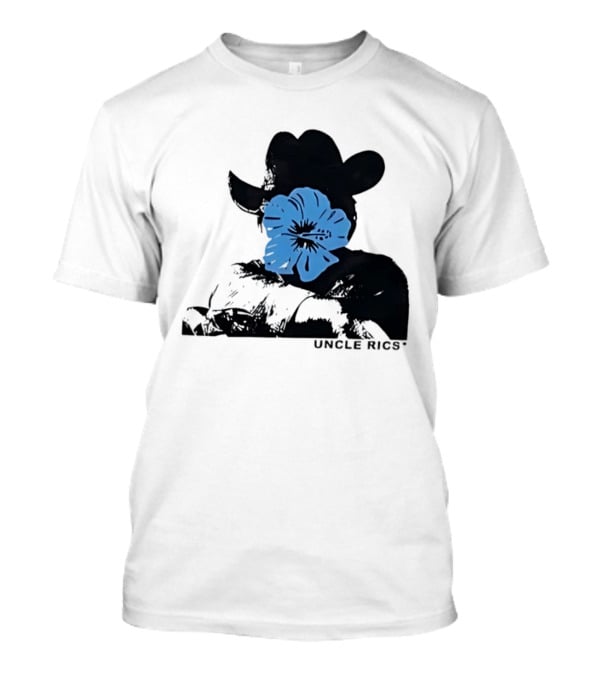 Andy Warhol Uncle Rics Blue Flower Cowboy Hat T-Shirt