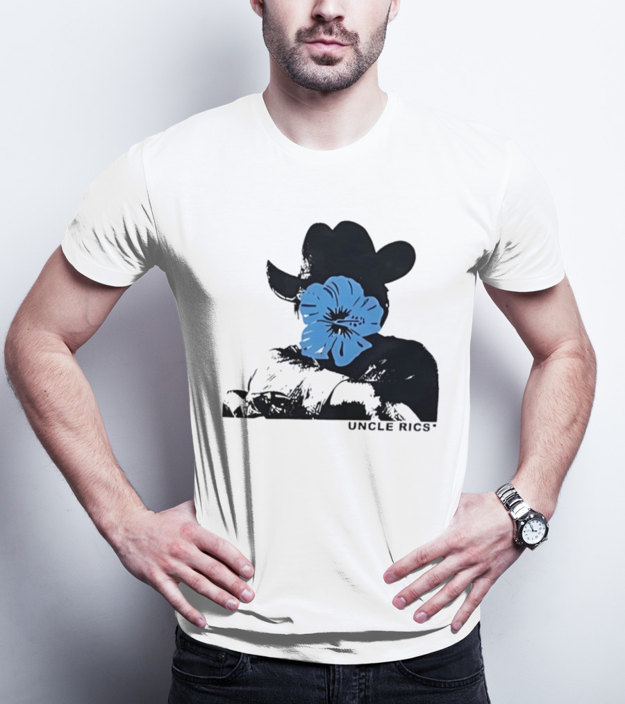 Andy Warhol Uncle Rics Blue Flower Cowboy Hat T-Shirt