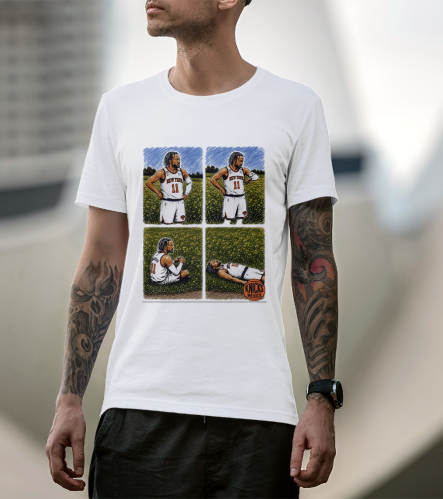 New York Knicks Jalen Brunson Whorled Tickseed Comic Knicks Mexico T-Shirt