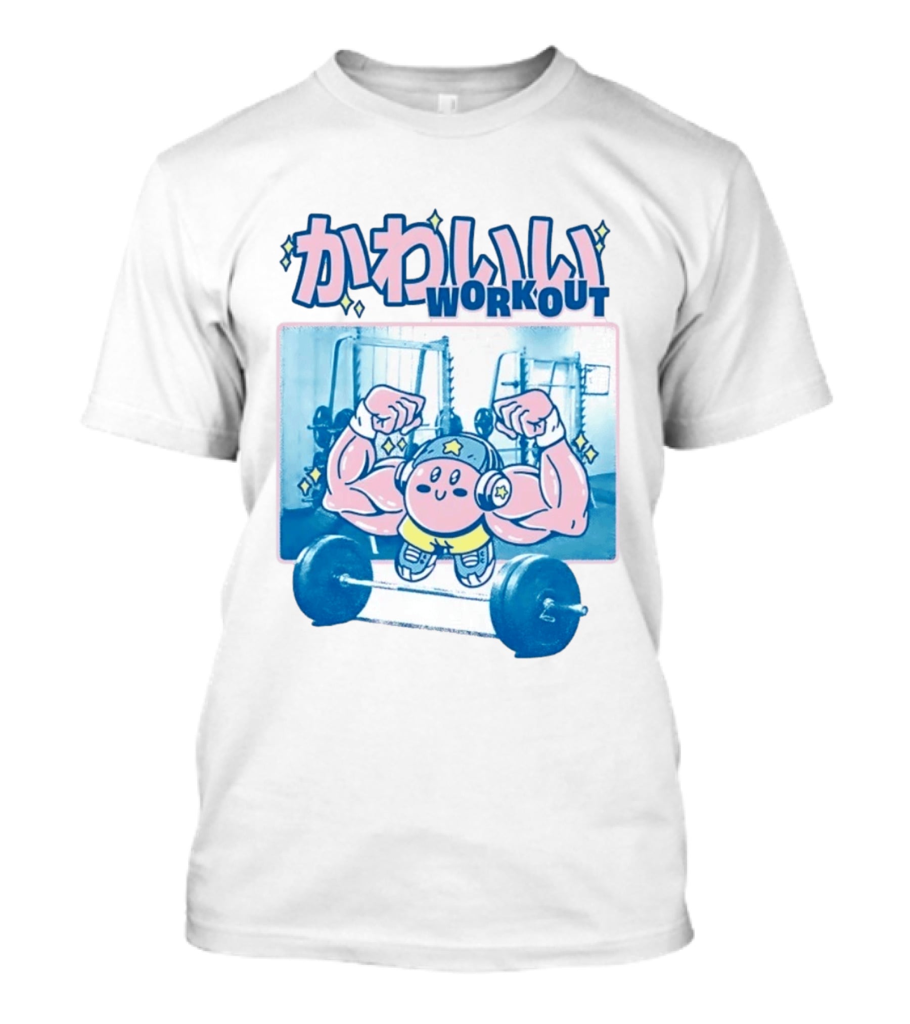 Kawaii Workout Kirby Barbell Gym Motivation T-Shirt