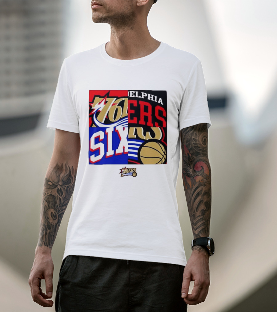 Philadelphia 76ers Vintage Block Logo Compilation NBA Basketball Fan Merch T-Shirt
