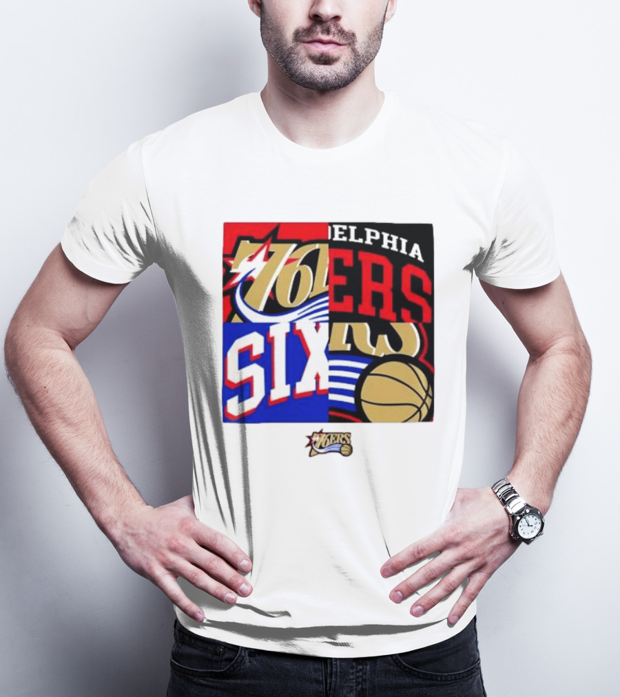 Philadelphia 76ers Vintage Block Logo Compilation NBA Basketball Fan Merch T-Shirt
