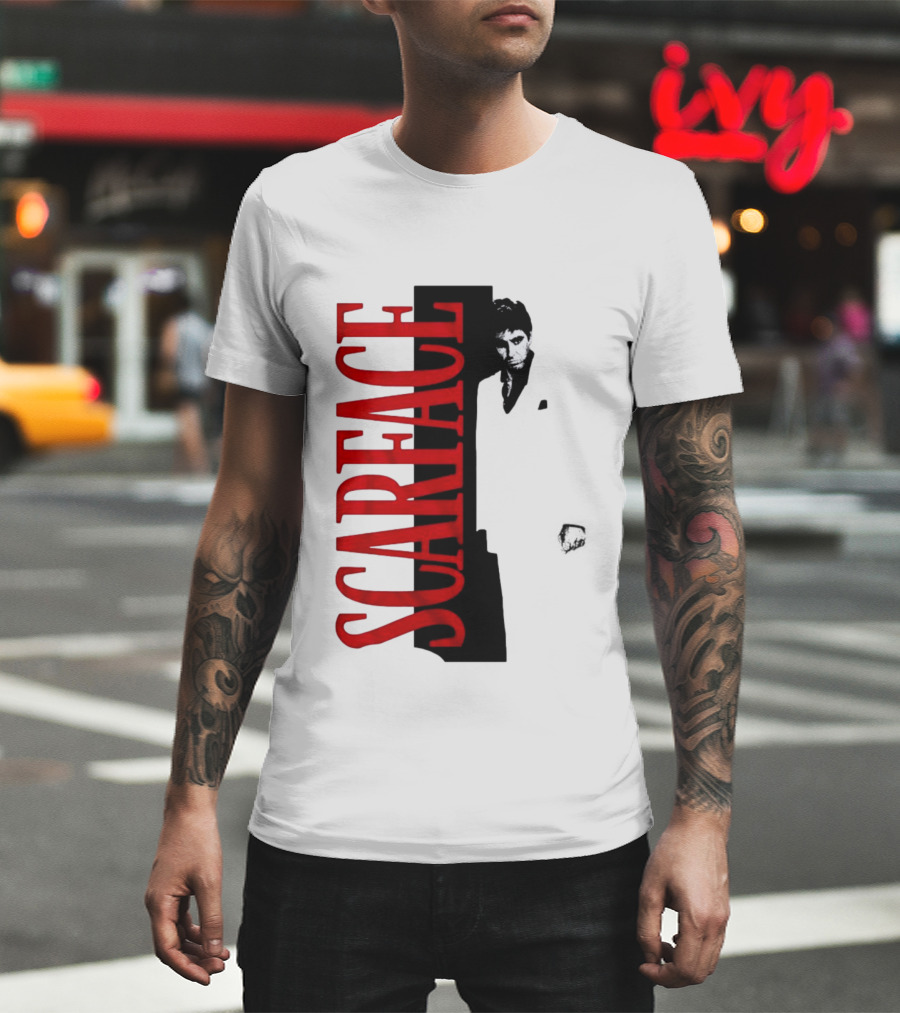 Tony Montana Scarface Movie Iconic Red Black T-Shirt