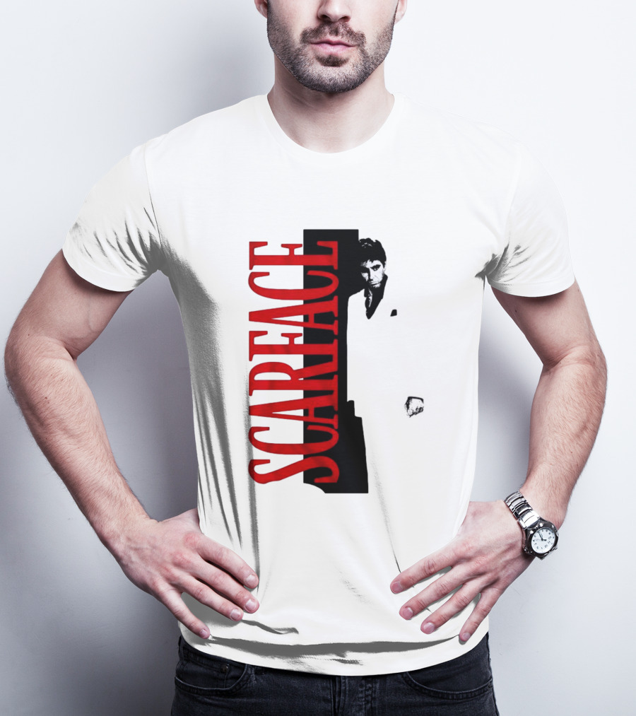 Tony Montana Scarface Movie Iconic Red Black T-Shirt