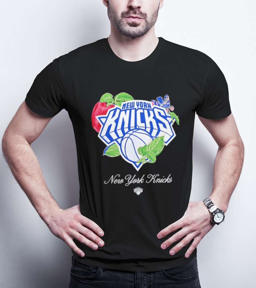 New York Knicks Lifestyle Capsule Floral Fruit Apple Basketball T-Shirt