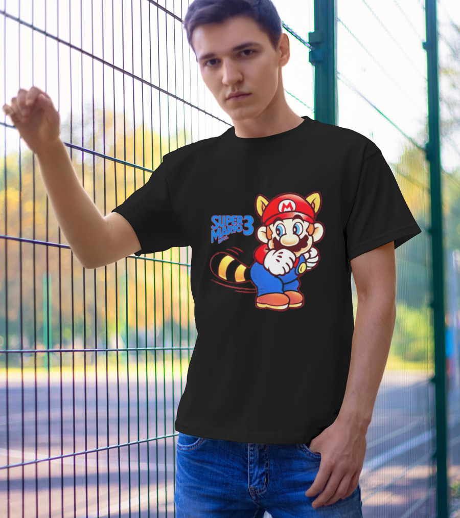 Super Mario Bros 3 Raccoon Mario Tail Whip Retro Game Nostalgia T-Shirt
