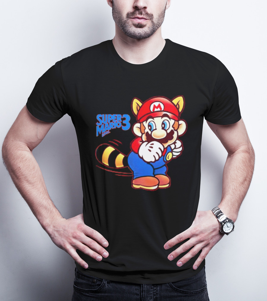 Super Mario Bros 3 Raccoon Mario Tail Whip Retro Game Nostalgia T-Shirt