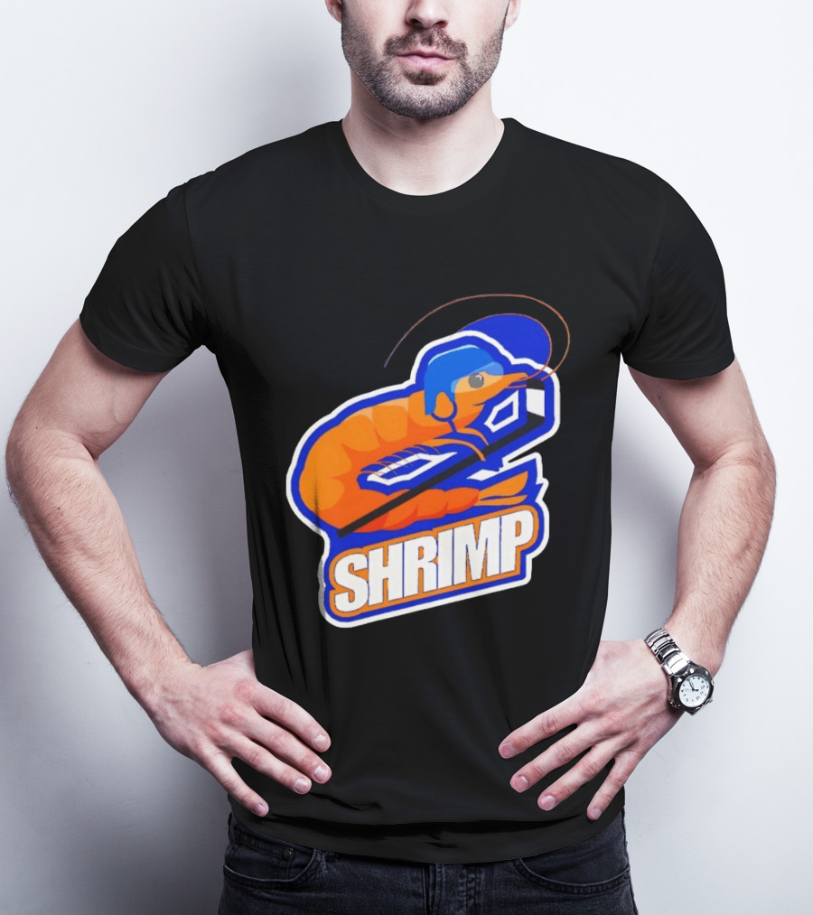San Jose Shrimp Hockey Team Logo With Hockey Stick And Helmet T-Shirt