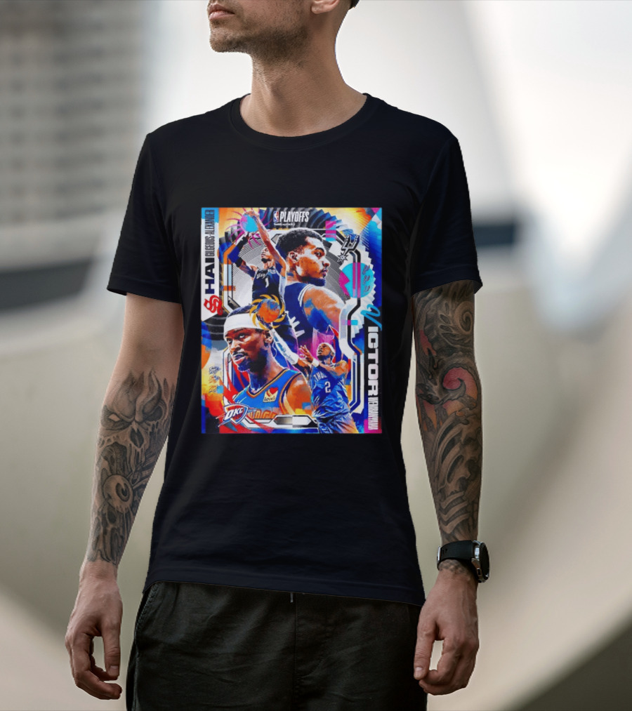 NBA Playoffs Shai Gilgeous Alexander OKC Thunder Victor Wembanyama Spurs Matchup T-Shirt