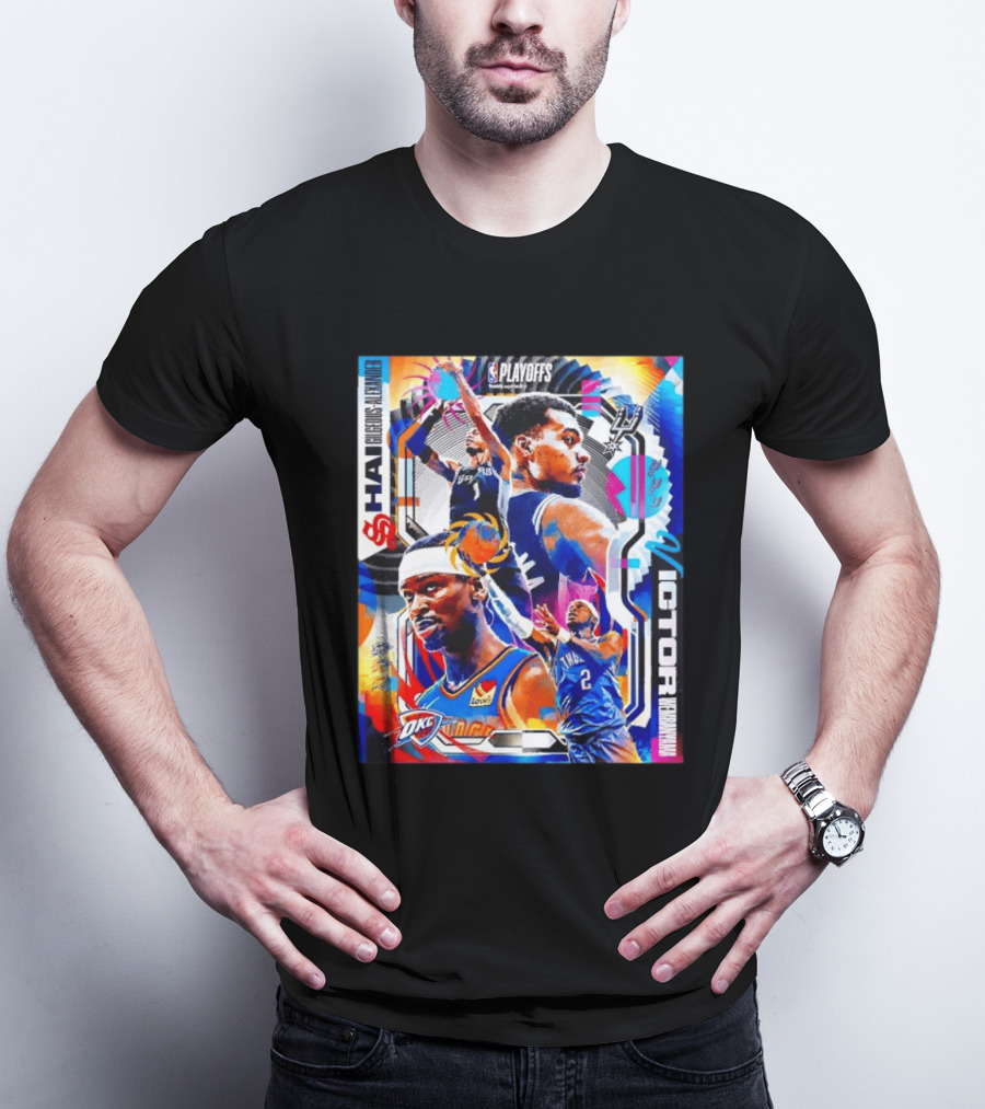 NBA Playoffs Shai Gilgeous Alexander OKC Thunder Victor Wembanyama Spurs Matchup T-Shirt