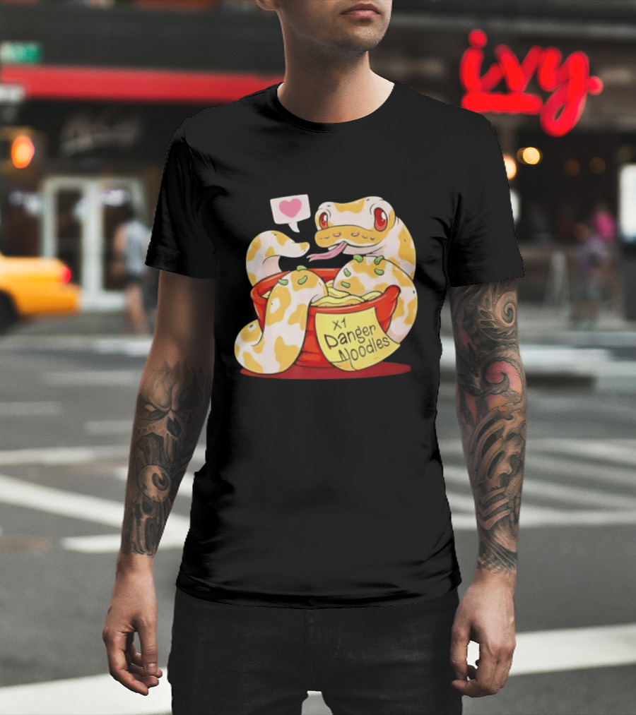 Snake Love X1 Danger Noodles Cartoon Cute Snake With Heart Speech Bubble T-Shirt