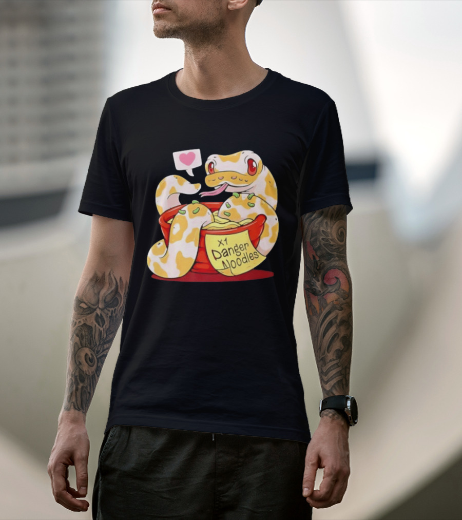 Snake Love X1 Danger Noodles Cartoon Cute Snake With Heart Speech Bubble T-Shirt
