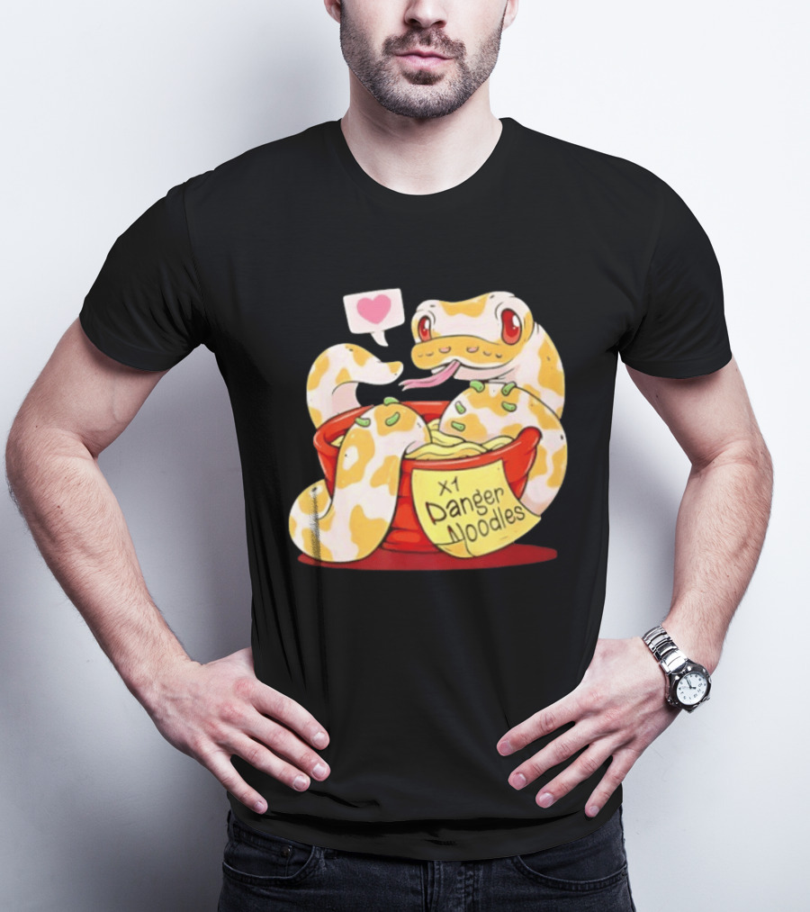 Snake Love X1 Danger Noodles Cartoon Cute Snake With Heart Speech Bubble T-Shirt