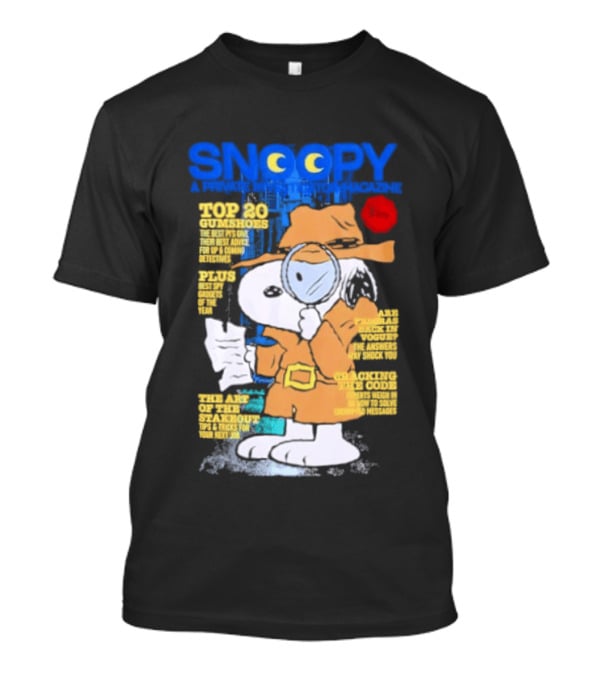 Snoopy Top 20 Clues Uncover Mystery Solved Peanuts Detective Investigator T-Shirt