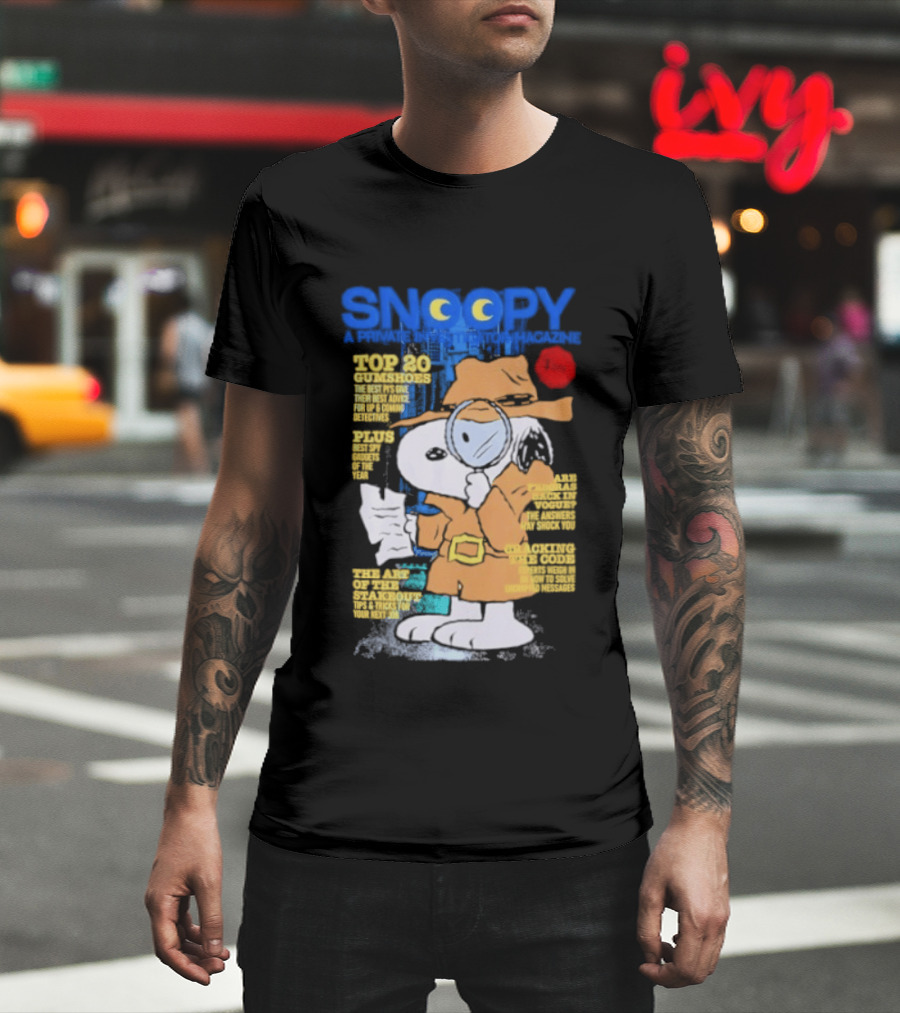 Snoopy Top 20 Clues Uncover Mystery Solved Peanuts Detective Investigator T-Shirt