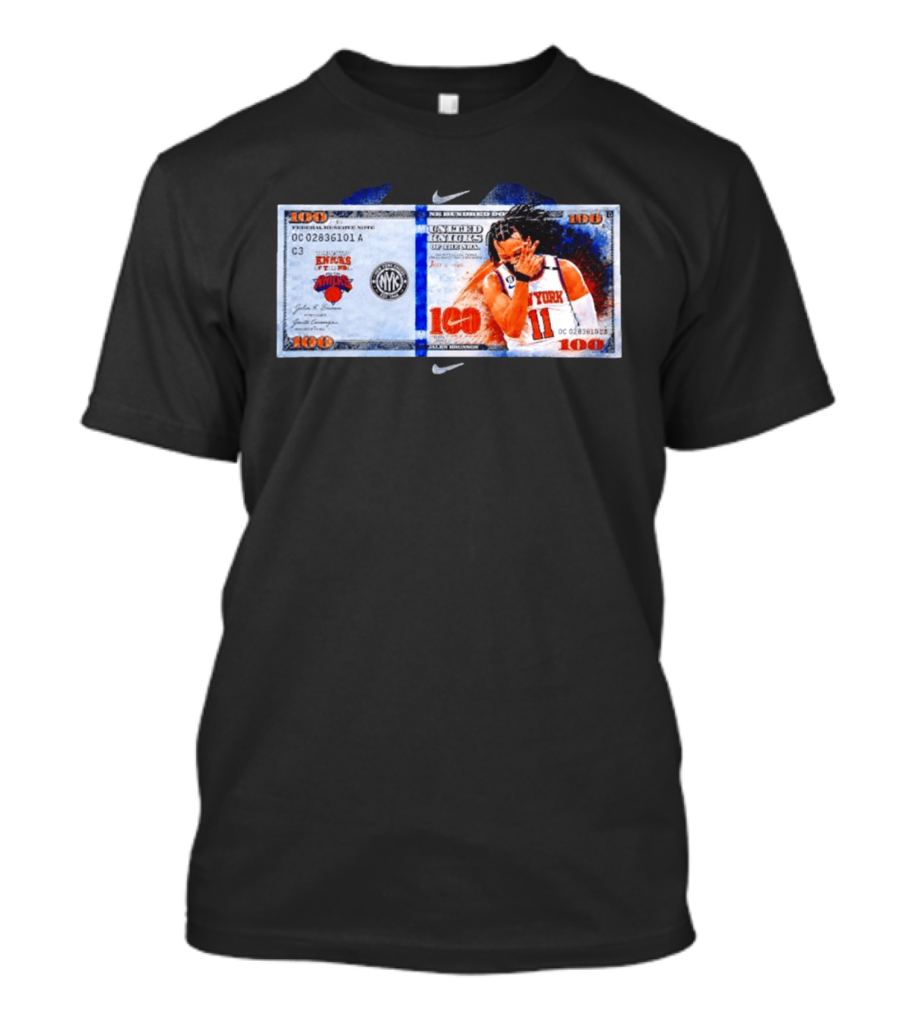 Jalen Brunson New York Knicks United Kinicks NBA Money Note T-Shirt