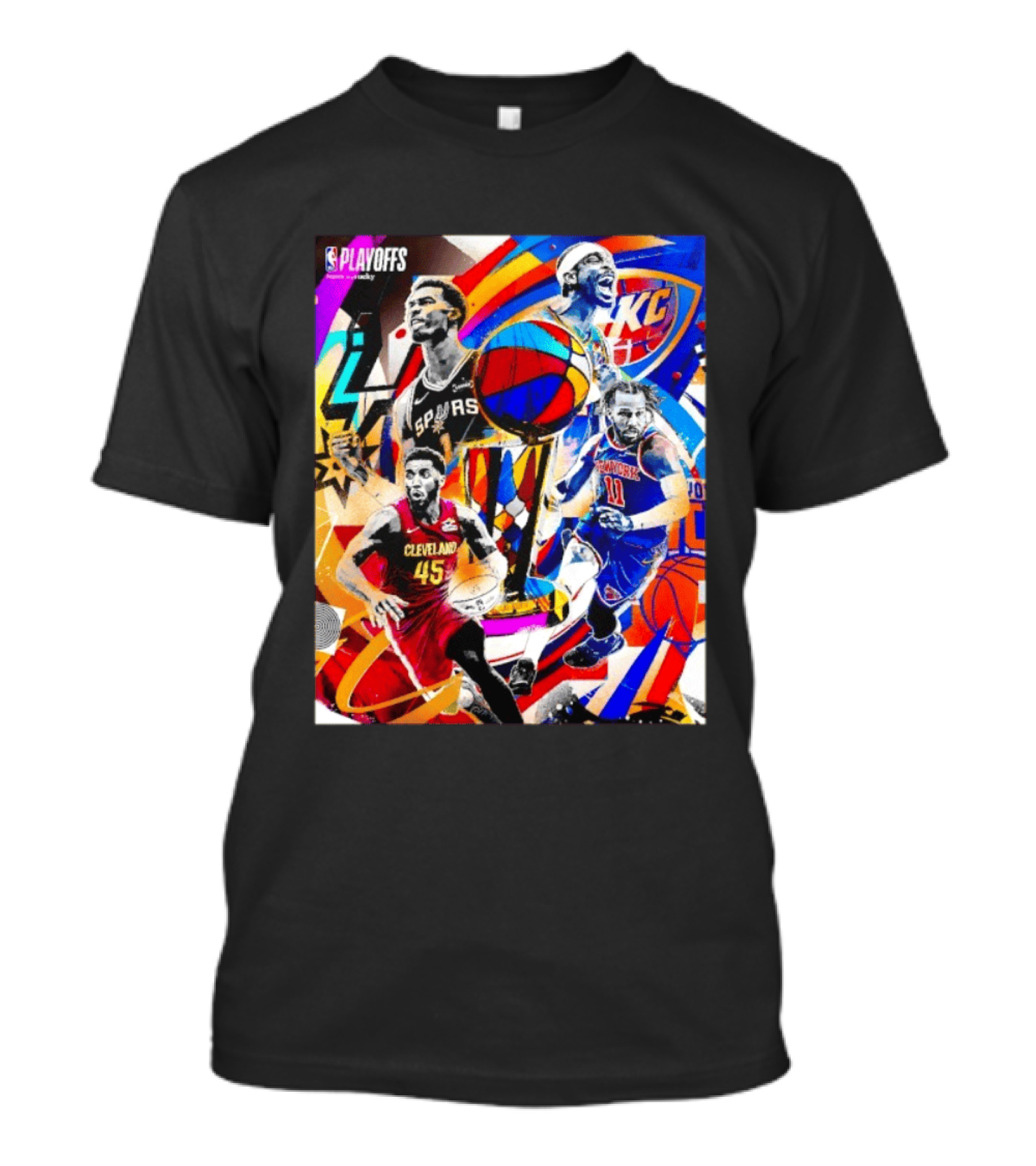 NBA Playoffs Spurs Thunder Cavaliers Knicks Star Players Wemby Alexander Brunson Mitchell T-Shirt