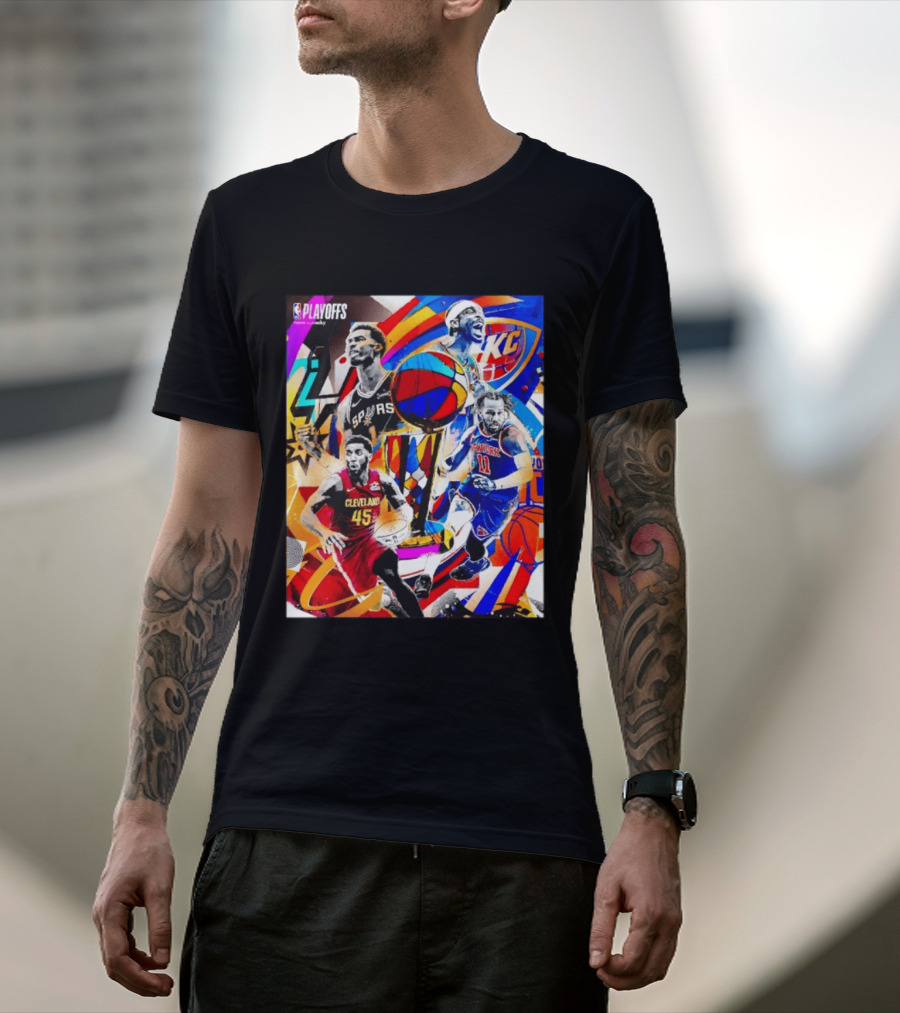 NBA Playoffs Spurs Thunder Cavaliers Knicks Star Players Wemby Alexander Brunson Mitchell T-Shirt