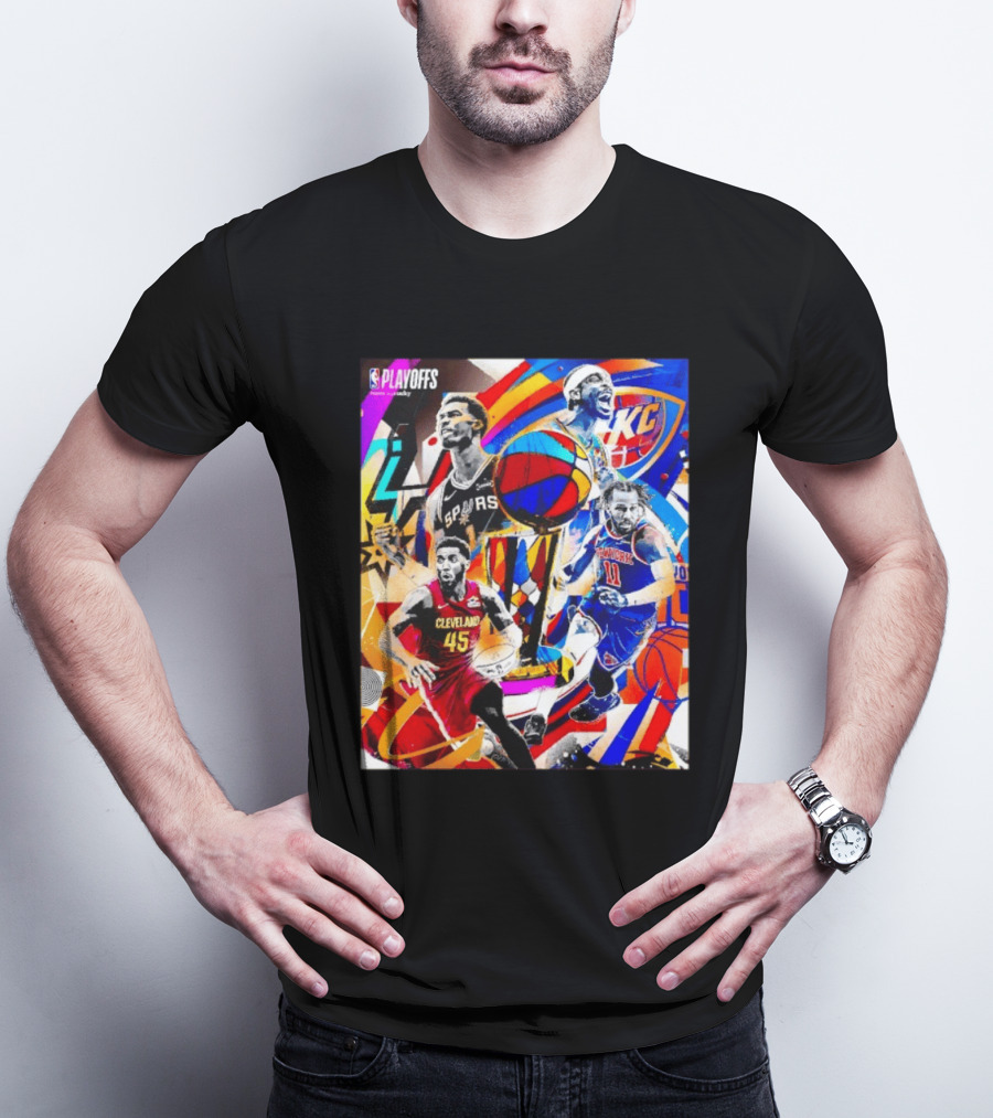 NBA Playoffs Spurs Thunder Cavaliers Knicks Star Players Wemby Alexander Brunson Mitchell T-Shirt