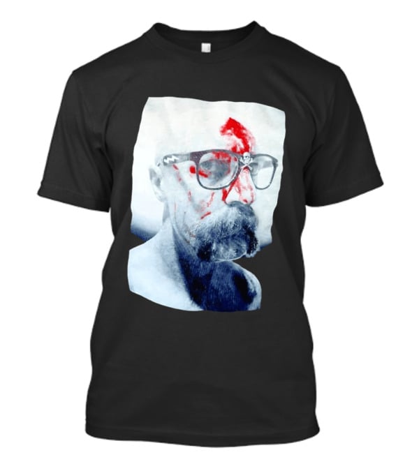 Bald Man With Bloody Beard And Skull Glasses T-Shirt