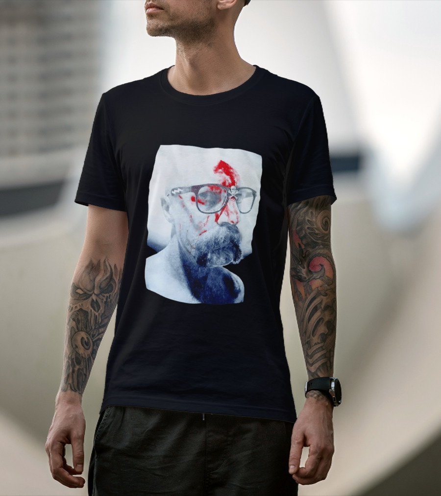 Bald Man With Bloody Beard And Skull Glasses T-Shirt