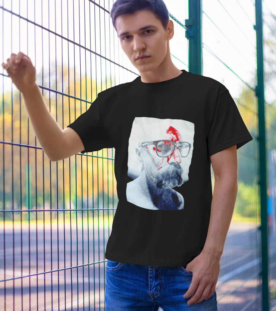 Bald Man With Bloody Beard And Skull Glasses T-Shirt