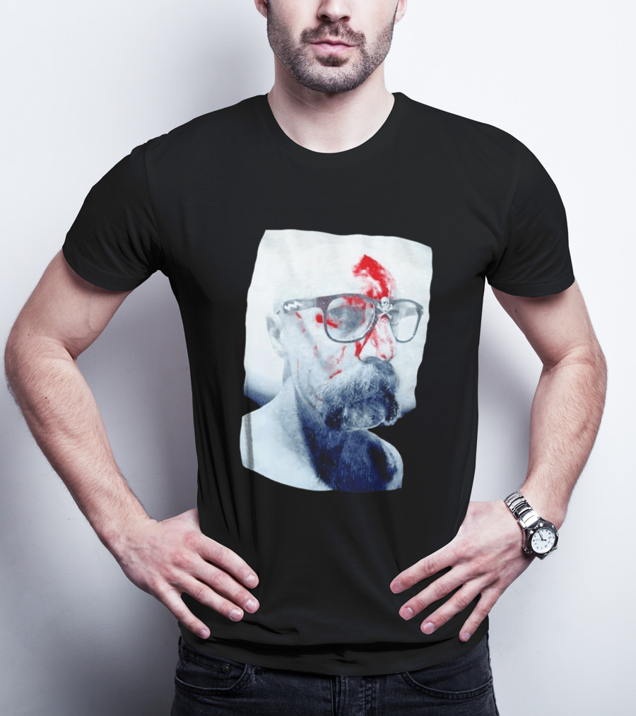 Bald Man With Bloody Beard And Skull Glasses T-Shirt