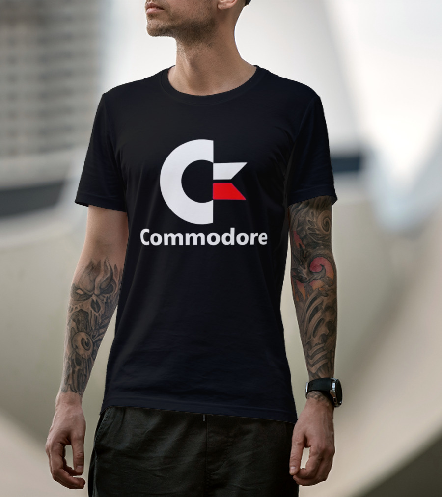 Commodore C Logo Red Accent Retro Computer Brand T-Shirt