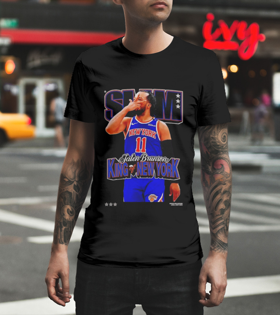 Jalen Brunson King Of New York Knicks NBA SLAM T-Shirt