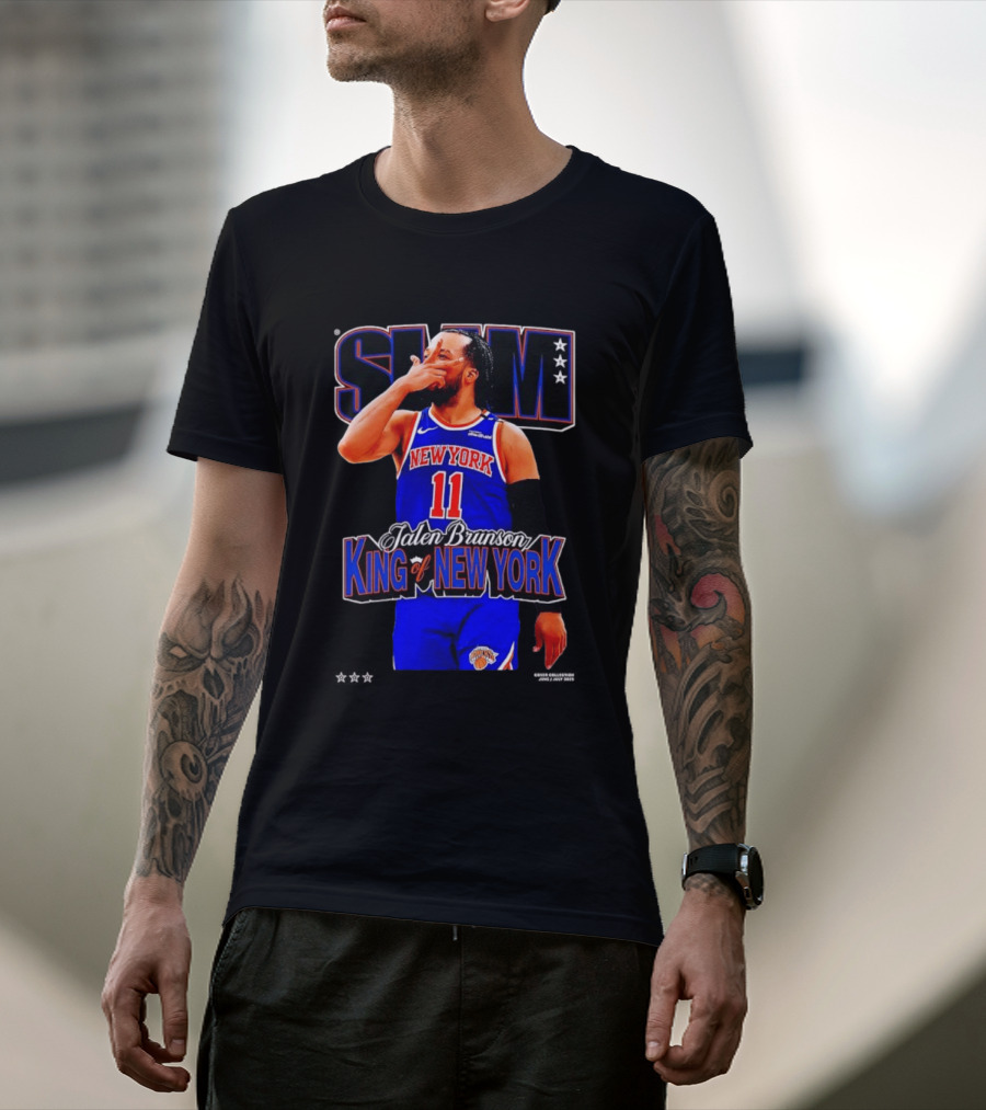 Jalen Brunson King Of New York Knicks NBA SLAM T-Shirt